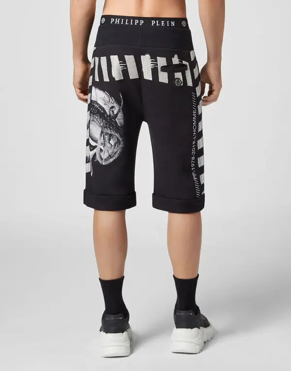 Philipp Plein Skull Graphic Drawstring Shorts