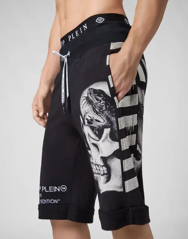 Philipp Plein Skull Graphic Drawstring Shorts