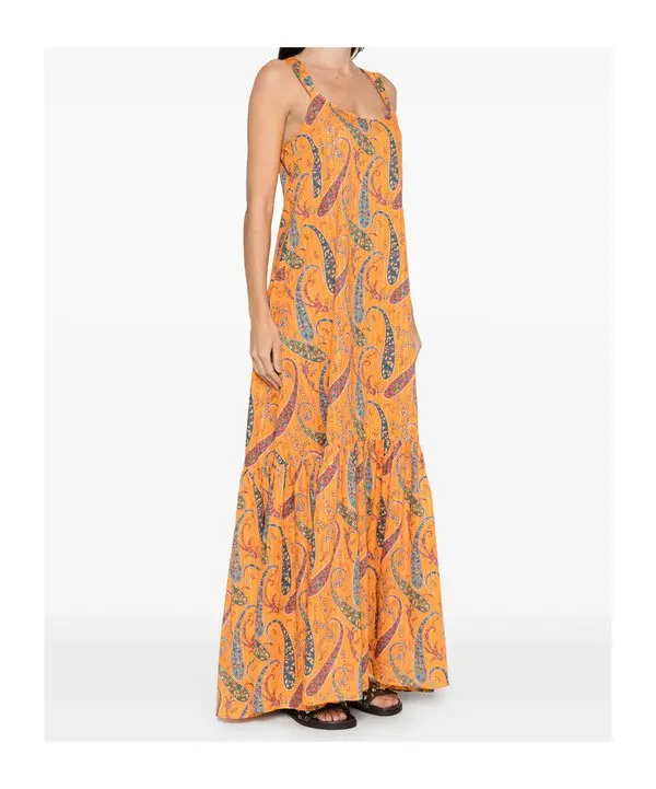 Etro Paisley Print Maxi Slip Dress - Orange