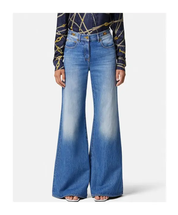 Versace Medusa 95 Logo-engraved Mid-rise Flared Jeans