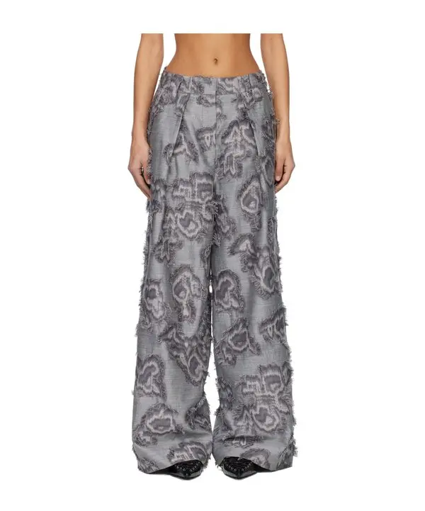 GANNI Fil Coupé Pleated Wide-leg Trousers