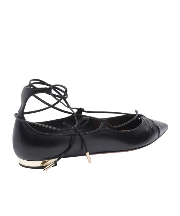 AQUAZZURA Gabi Pointed Toe Lace-up Flats