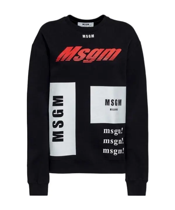 MSGM Printed Logo Crewneck Sweater - Black