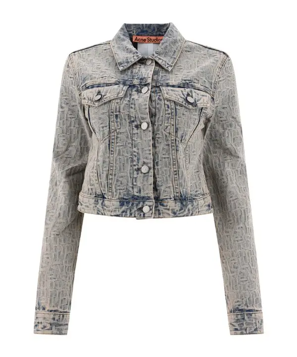 Acne Studios Monogram Jacquard Cropped Denim Jacket
