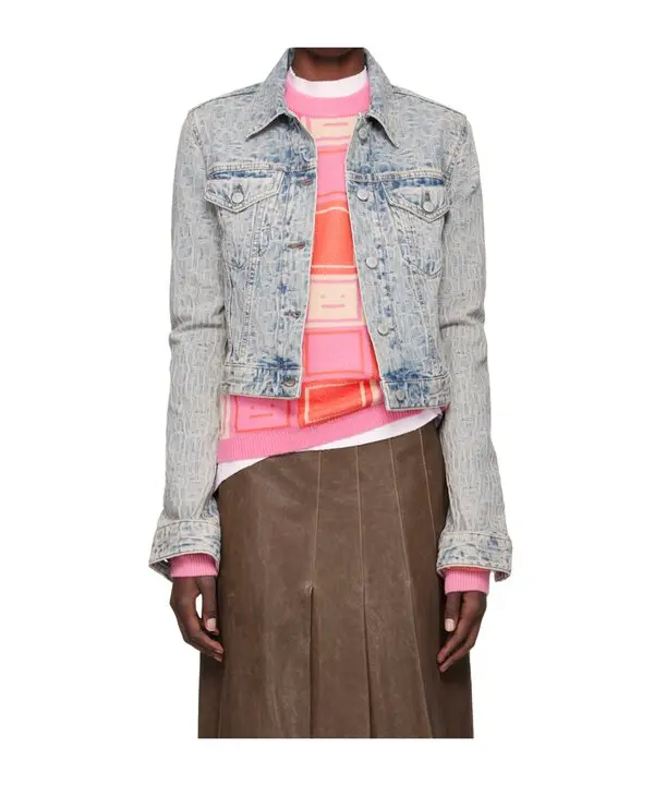 Acne Studios Monogram Jacquard Cropped Denim Jacket