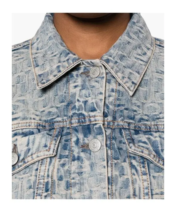 Acne Studios Monogram Jacquard Cropped Denim Jacket