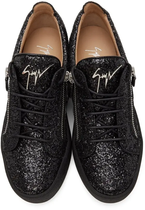 GIUSEPPE ZANOTTI Glitter Embellished Sneakers - Black
