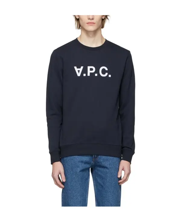 A.p.c. Navy Blue Logo Crewneck Sweatshirt - Black