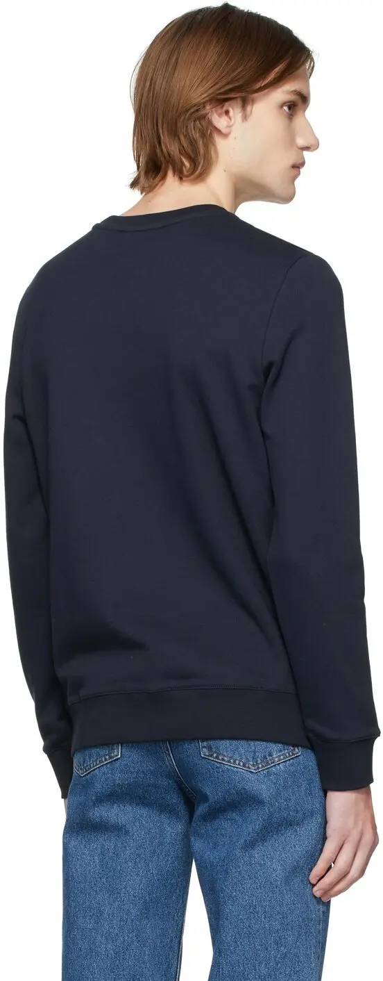 A.p.c. Navy Blue Logo Crewneck Sweatshirt - Black