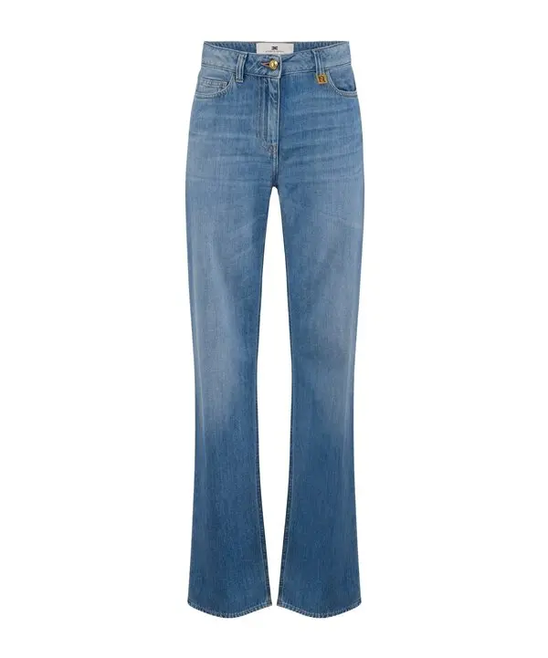 Elisabetta Franchi Logo Plaque Wide-leg Jeans - Light Blue