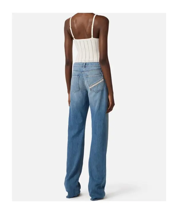 Elisabetta Franchi Logo Plaque Wide-leg Jeans - Light Blue