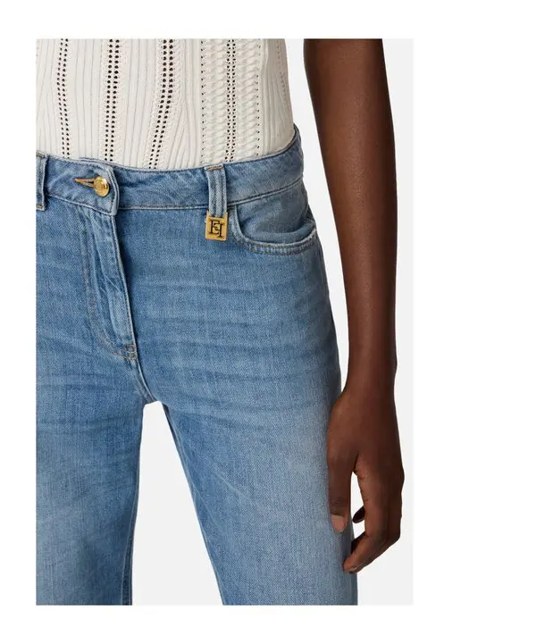 Elisabetta Franchi Logo Plaque Wide-leg Jeans