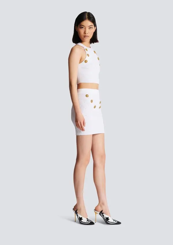 Balmain 6-button Knit Mini Skirt