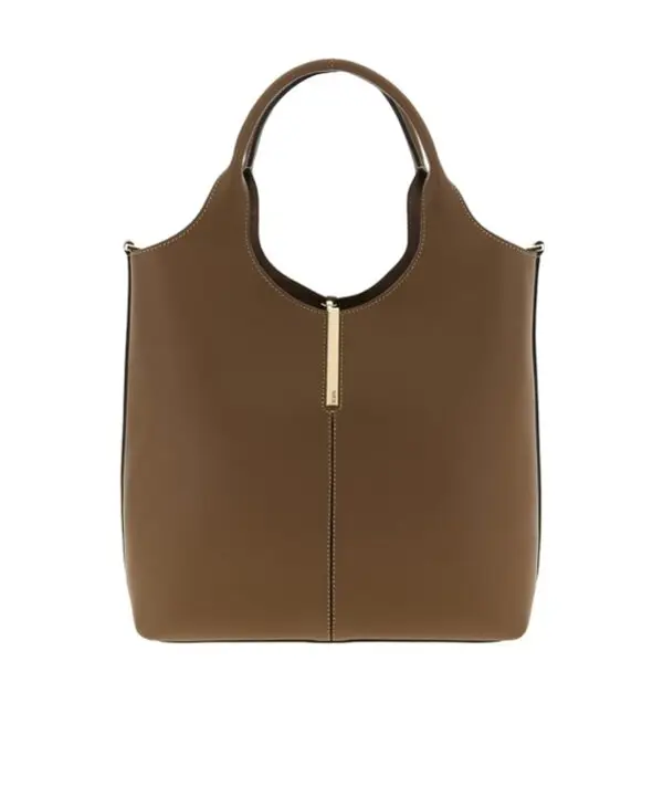TOD'S Logo Engraved Small Shopper Bag - Green