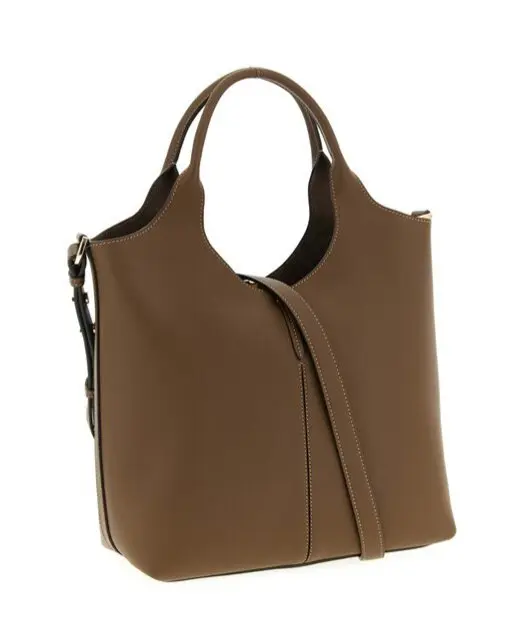 TOD'S Logo Engraved Small Shopper Bag - Green