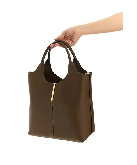 TOD'S Logo Engraved Small Shopper Bag - Green