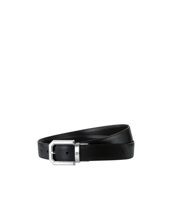Montblanc Logo Buckle Leather Belt - Black