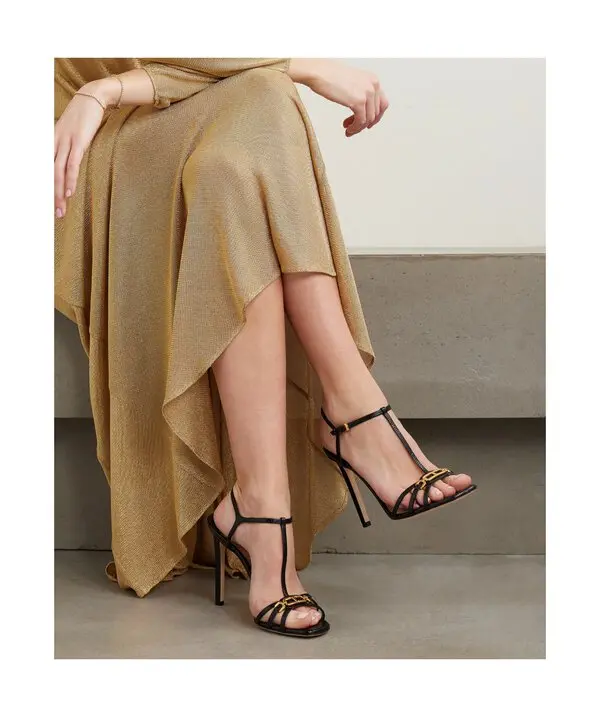 TOM FORD Ankle Strap Stiletto Sandals With Gold Hardware