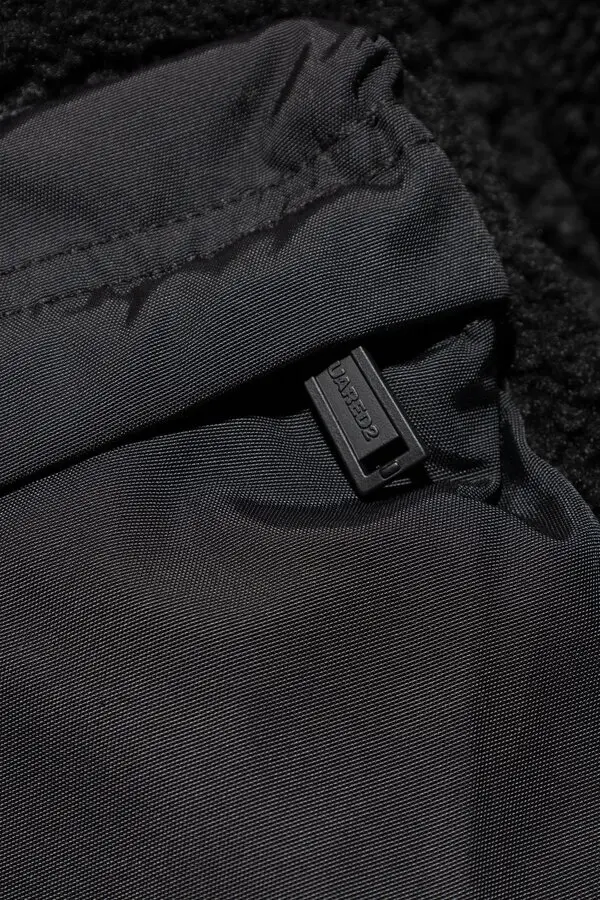 Dsquared2 Half-zip Fleece Hoodie With Kangaroo Pocket - Black