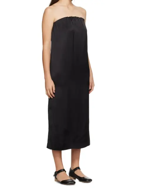 LOULOU STUDIO Strapless Satin Midi Dress