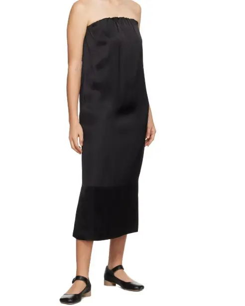 LOULOU STUDIO Strapless Satin Midi Dress