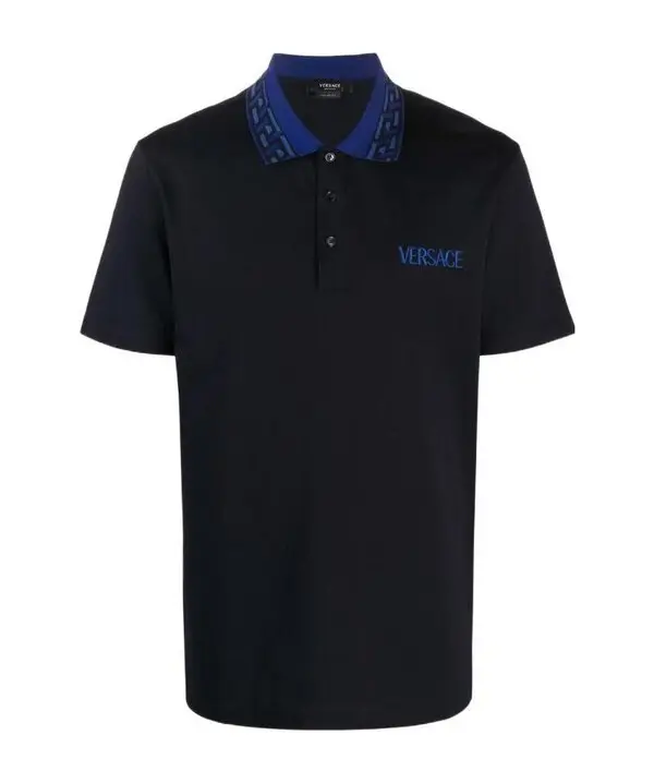 Versace Intarsia Logo Short-sleeved Polo Shirt