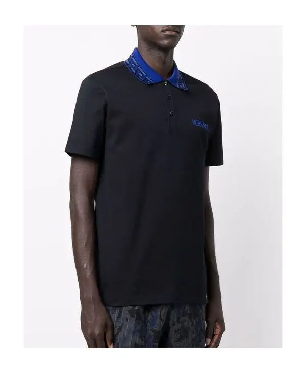 Versace Intarsia Logo Short-sleeved Polo Shirt