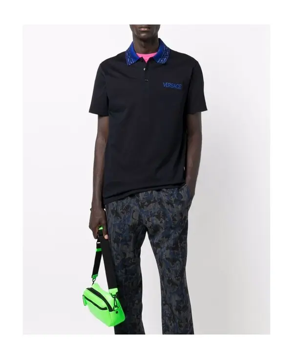 Versace Intarsia Logo Short-sleeved Polo Shirt