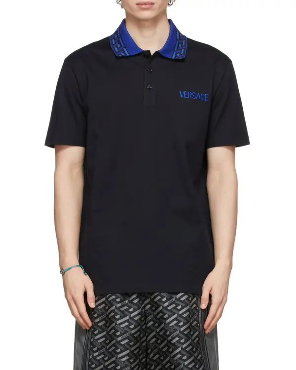 Versace Intarsia Logo Short-sleeved Polo Shirt