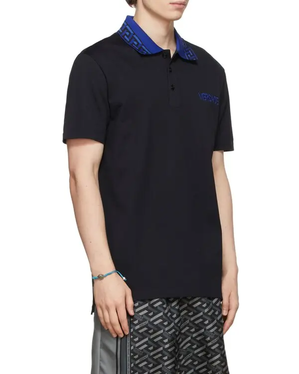 Versace Intarsia Logo Short-sleeved Polo Shirt