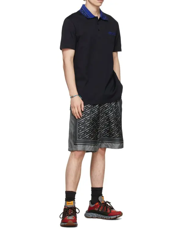 Versace Intarsia Logo Short-sleeved Polo Shirt