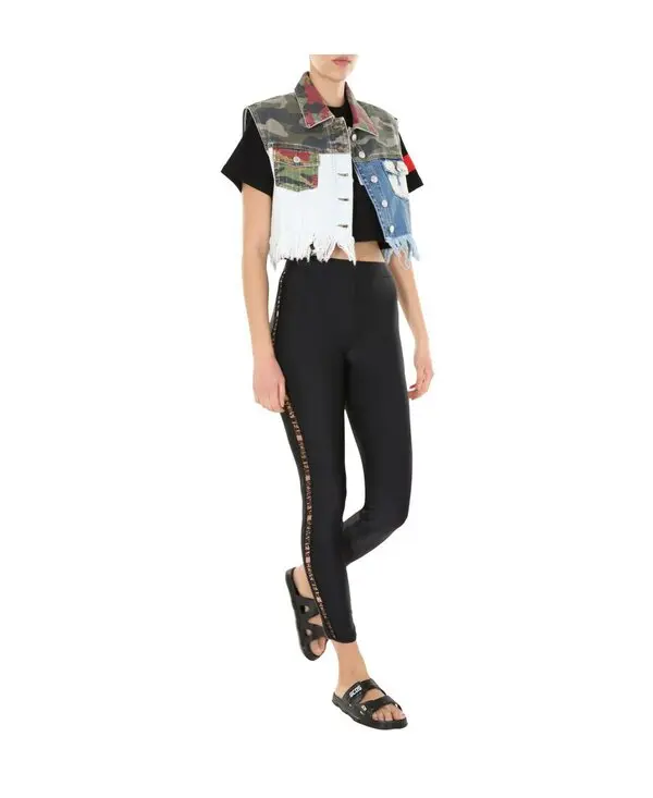 Gcds Patchwork Cropped Denim Vest - Multicolor