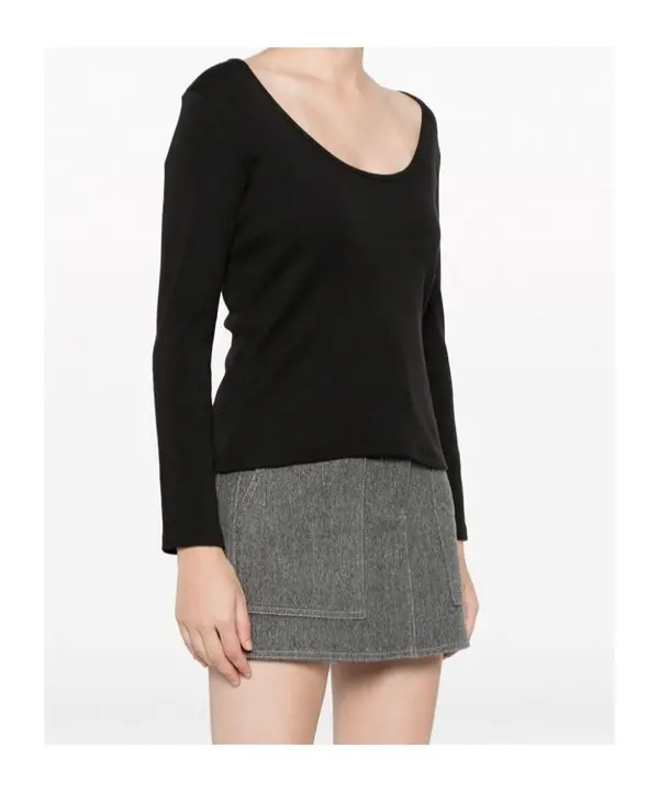 Veronica Beard Ribbed Crewneck Long Sleeve T-shirt