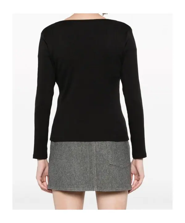 Veronica Beard Ribbed Crewneck Long Sleeve T-shirt