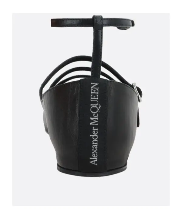 Alexander McQueen Buckled Straps Square-toe Ballerina Flats