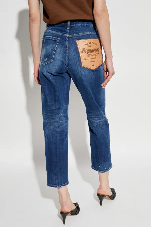 Dsquared2 Distressed Logo Patch Jeans - Navy Blue