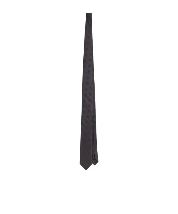 Dolce & Gabbana Monogram Jacquard Neck Tie - Black