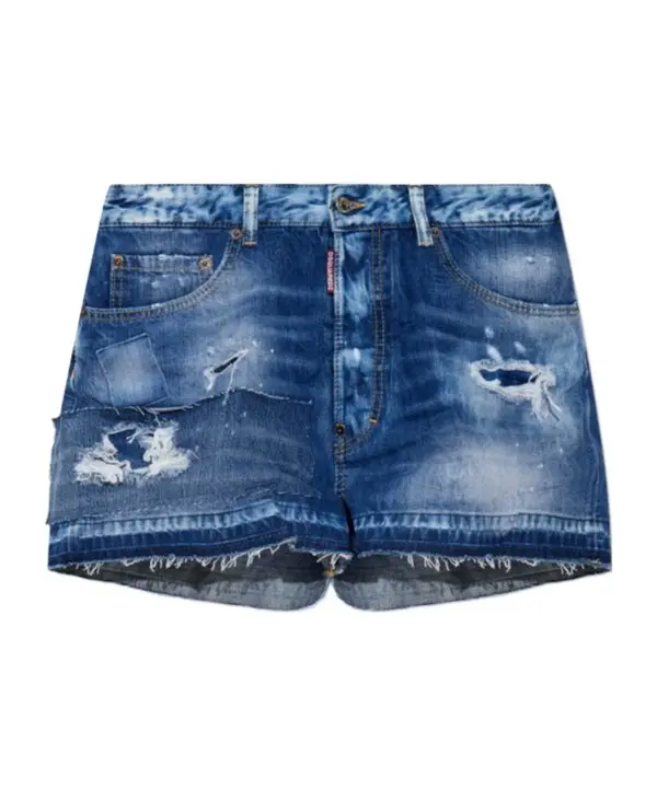 Dsquared2 Distressed Denim Shorts - Blue