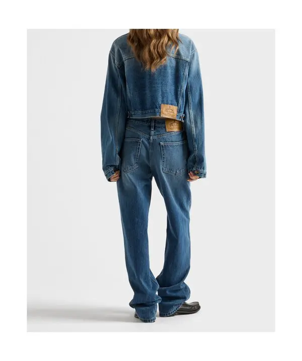 Prada Cropped Denim Jacket With Logo Patch
