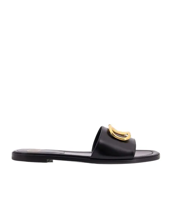 Valentino Garavani Vlogo Signature Open-toe Slip-on Sandals - Black