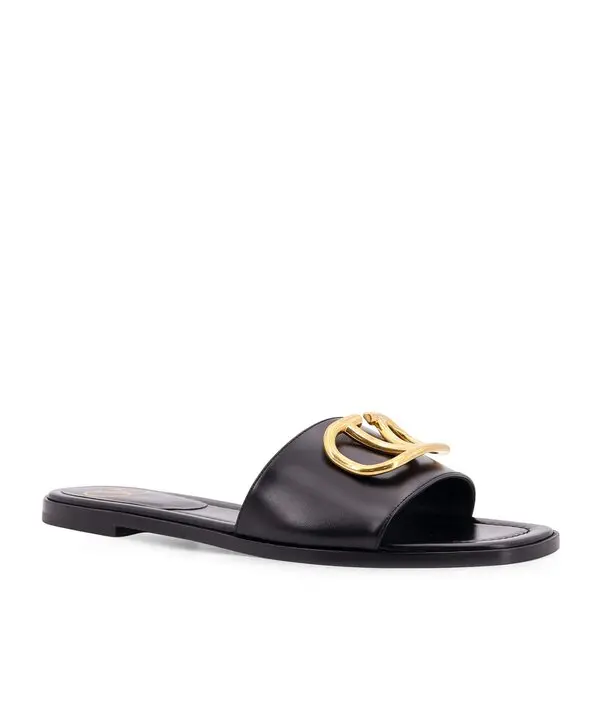 Valentino Garavani Vlogo Signature Open-toe Slip-on Sandals - Black