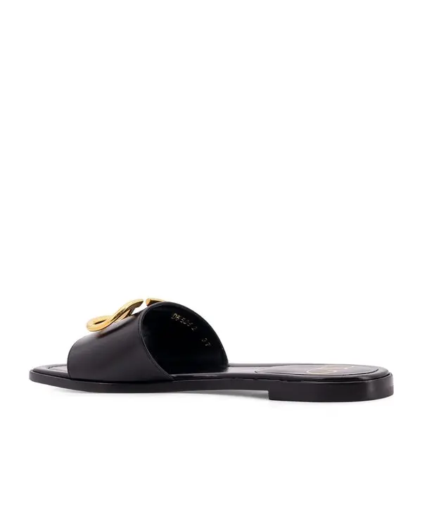 Valentino Garavani Vlogo Signature Open-toe Slip-on Sandals - Black