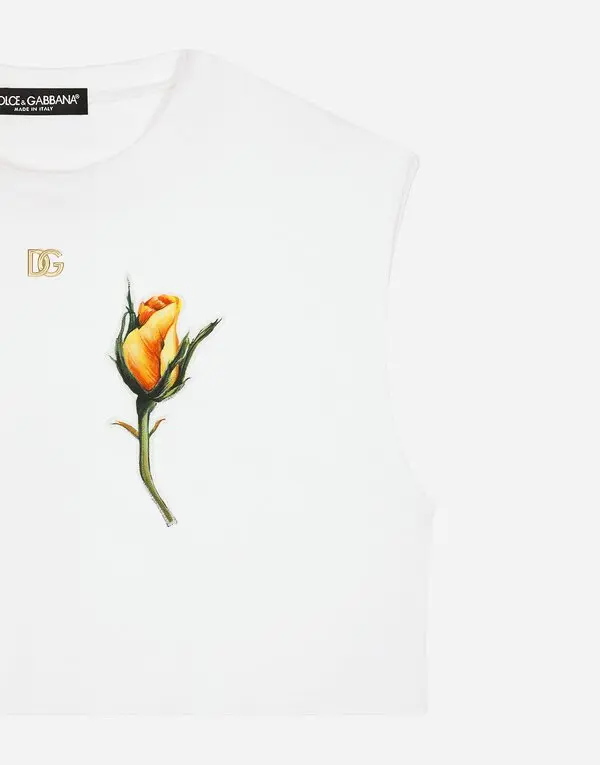 Dolce & Gabbana Cap Sleeve Rose T-shirt