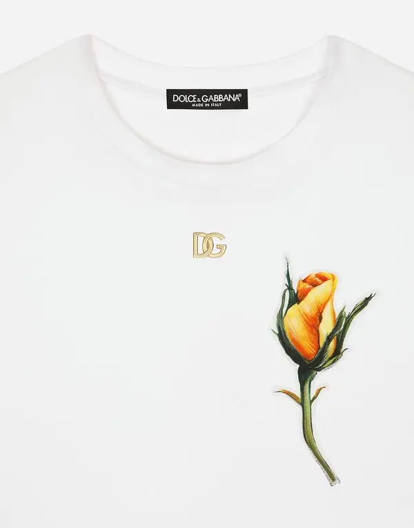 Dolce & Gabbana Cap Sleeve Rose T-shirt