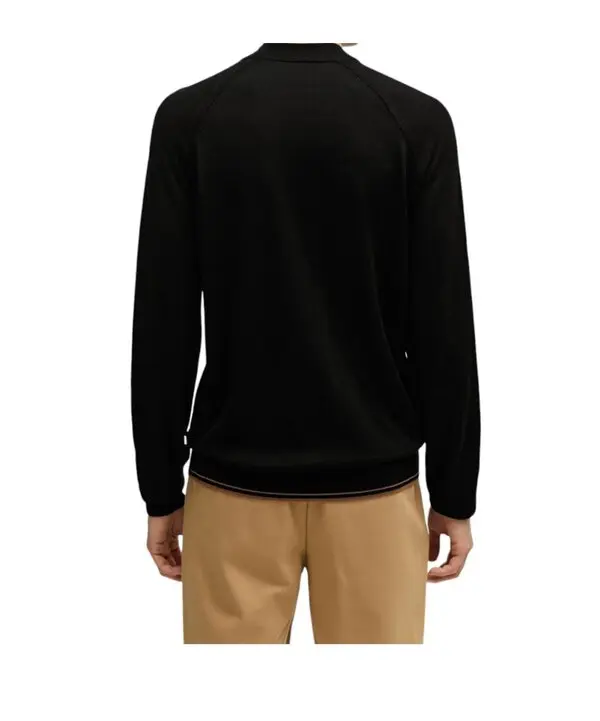 Hugo Boss Long-sleeved Knit Sweater With Striped Details