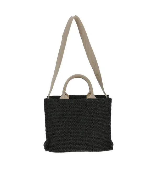Marni Tropicalia Logo Embroidered Small Tote Bag - Black