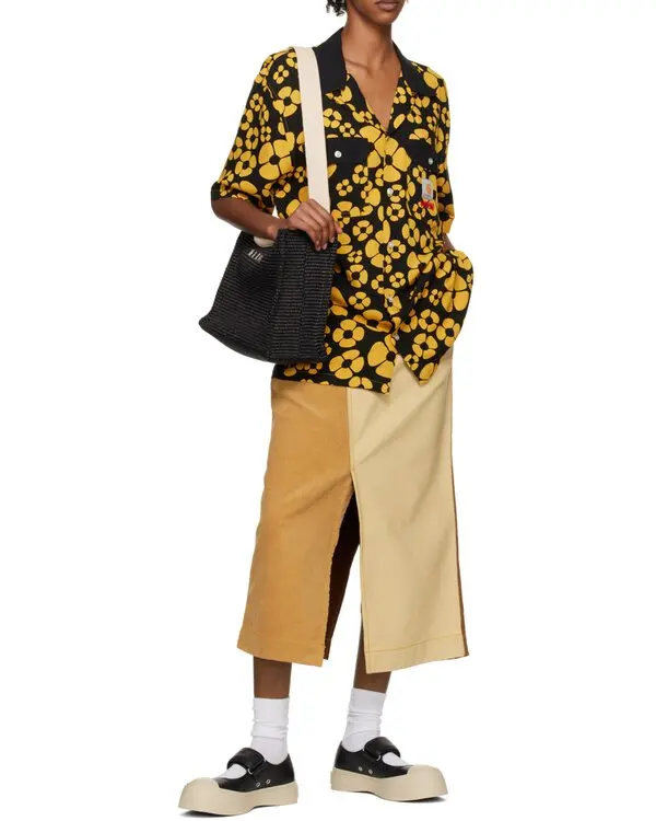 Marni Tropicalia Logo Embroidered Small Tote Bag - Black
