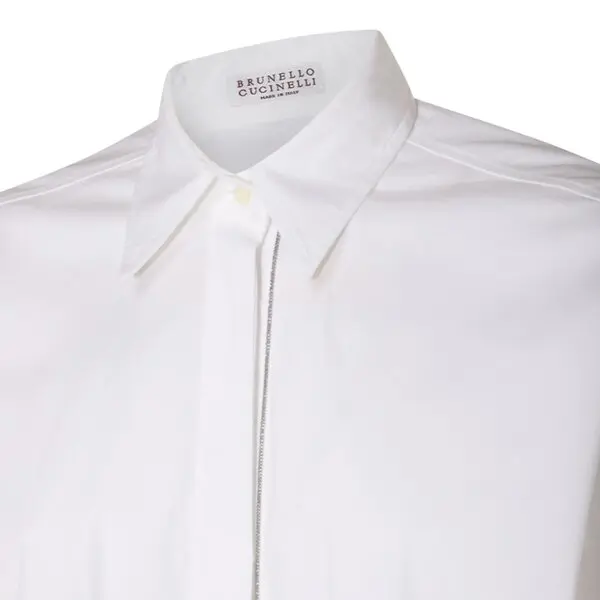 Brunello Cucinelli Embellished Curved Hem Shirt