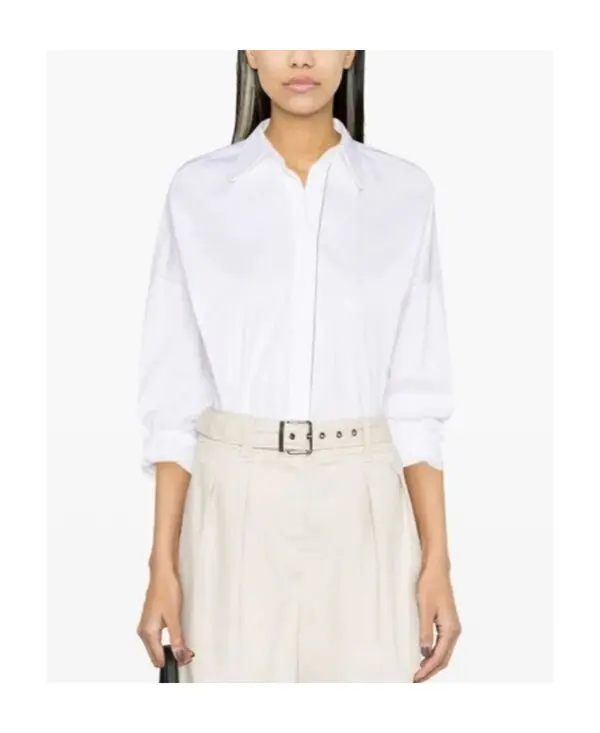 Brunello Cucinelli Embellished Curved Hem Shirt