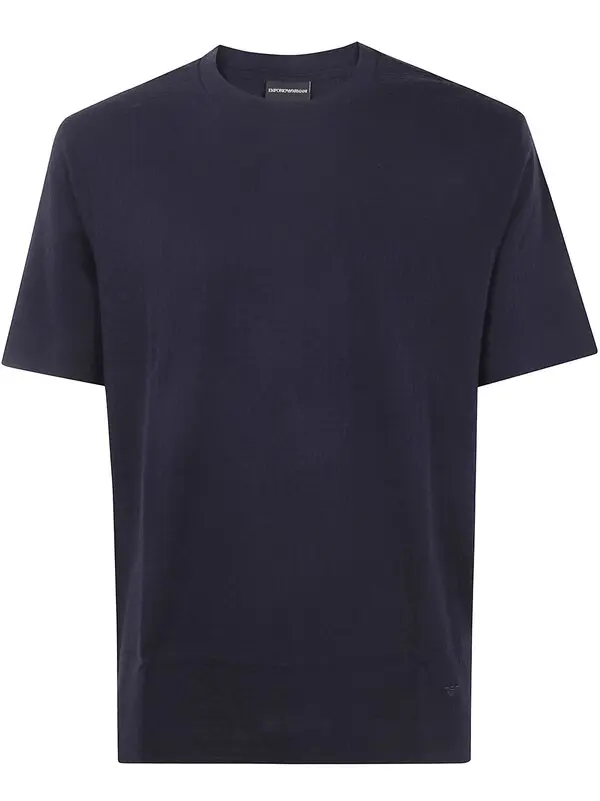 Emporio Armani Textured Cotton T-shirt - Black